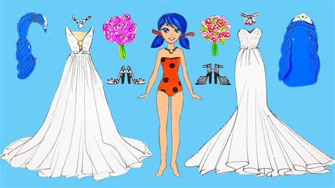 Paper Dolls Miraculous Ladybug Gets Dress Up For Wedding Day Doll Set
