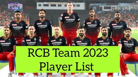 RCB Team 2023 Player List Retained Release Player Name Squad