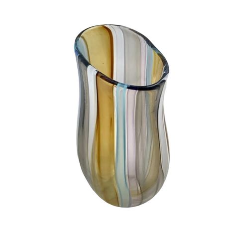 Hand Blown Glass Tiki Beach Inspired Flower Vase By Designer Karen