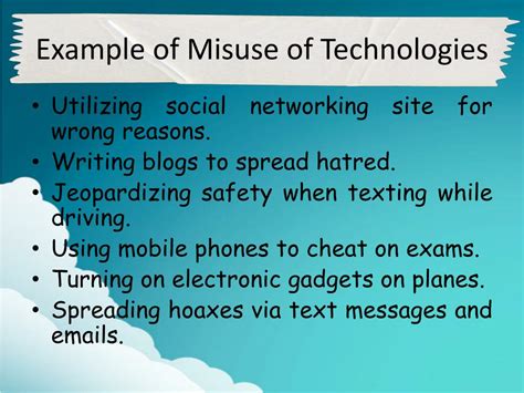 Ppt The Misuse Of Technology Powerpoint Presentation Free Download