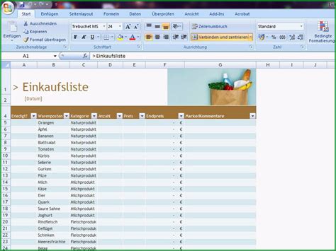 Einkaufsliste Vorlage Excel Methoden Im Jahr Kostenlos Vorlagen