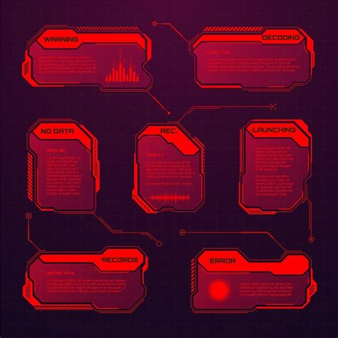 Premium Vector Red Futuristic Hud Or Ui Elements Scifi User Interface