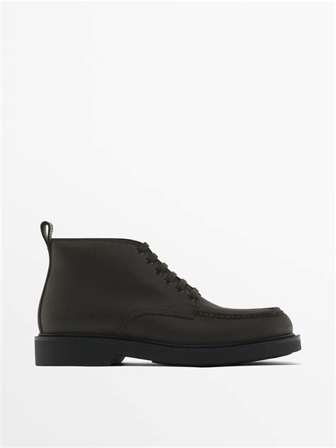 Oiled Ankle Boots With Moc Toe · Brown · Shoes Massimo Dutti