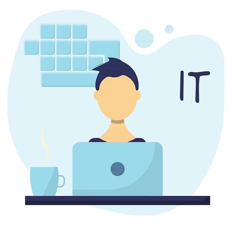 Premium Vector A Man Working As A Programmer The Man Works In The It Sphere