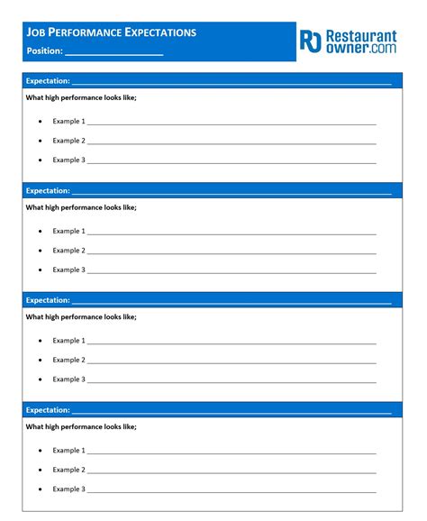 Performance Expectations Template