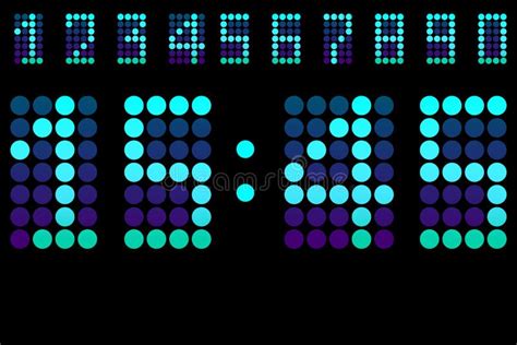 Blue Clock Black Background Time Clock Neon Font Vector Illustration