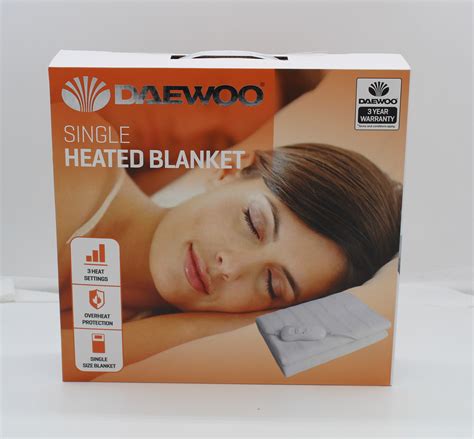 Daewoo Single Size Electric Heated Blanket 40w 3 Settings 122cm X 61cm