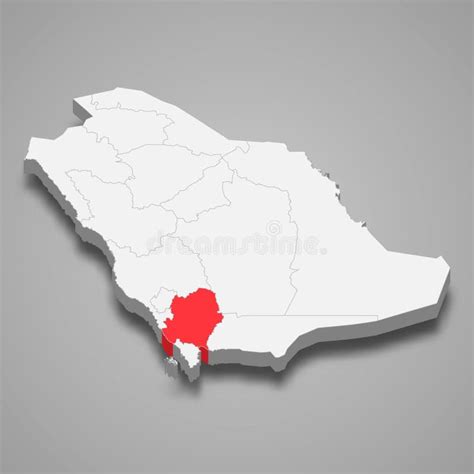 Asir Map Political Map Of Asir Asir Map Of Saudi Arabia With White Color Stock Vector