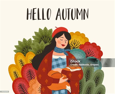 여우와 귀여운 소녀 가을 동화 삽화 카드 포스터 전단지 웹 및 기타를위한 벡터 디자인 가리기에 대한 스톡 벡터 아트 및 기타 이미지 Istock