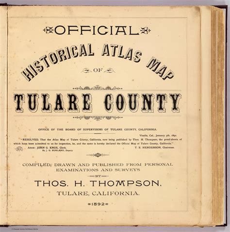 Title Page Tulare Co Atlas David Rumsey Historical Map Collection