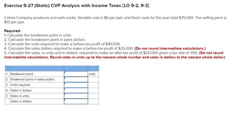 Solved Exercise 9 26 Static The Role Of Income Taxes LO Chegg