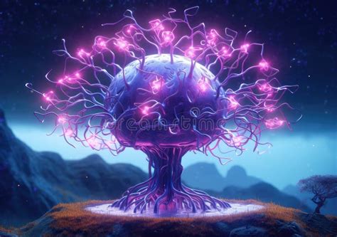 Glowing Neuron Network Of The Future Ai Generated Stock Illustration