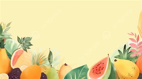 Fruit Yellow Background Illustration Fruit Frame Organic Background