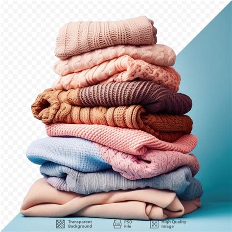 Premium Psd A Stack Of Clothes Is Stacked On Top Of Each Other