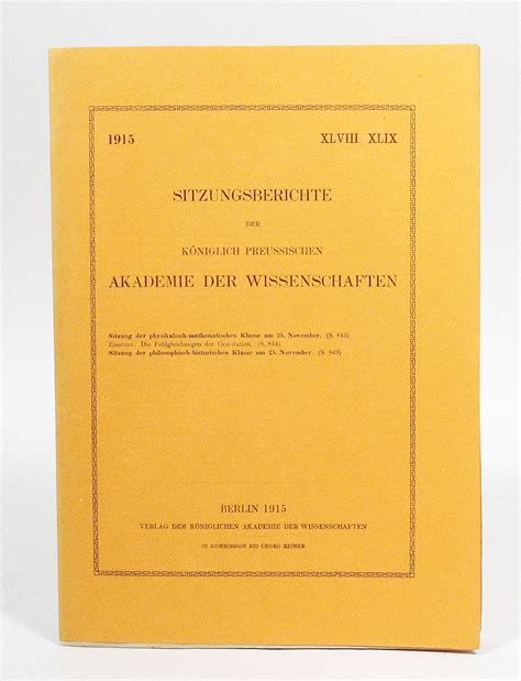 Die Feldgleichungen Der Gravitation The Field Equations Of Gravitation