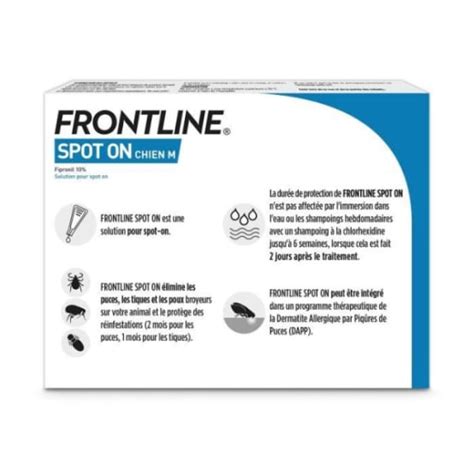 FRONTLINE 4 Pipettes Spot On Chien M 10 A 20 Kg Puces Tiques Et