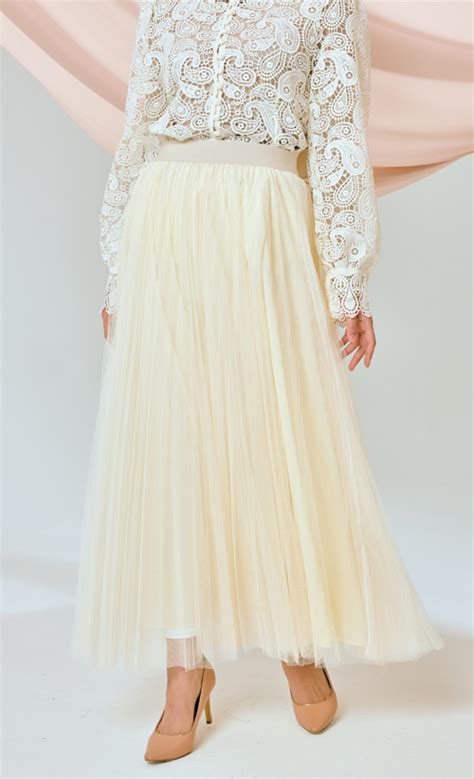 Tutu Tulle Pleated Skirt In Cream Ainahariz Kuala Lumpur