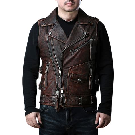 Biker Styles Leather Motorcycle Vests And Waistcoats For Men