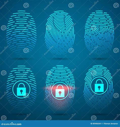 Fingerprint Scanning Vector Illustration Security System Stock Vector Illustration Of