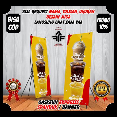 Jual Cetak Spanduk Banner Berdiri Jualan Minuman Pop Ice Berkualitas