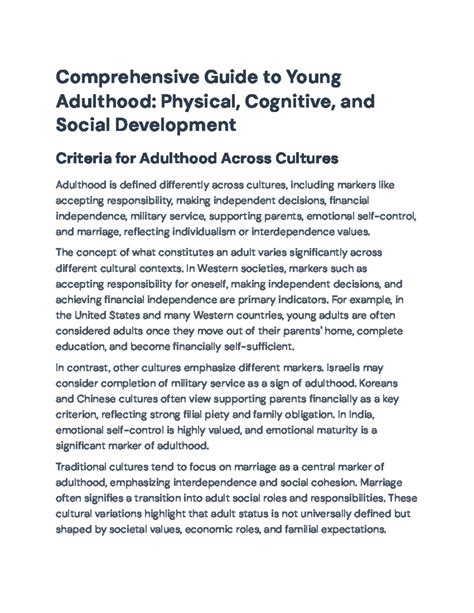 Young Adulthood A Comprehensive Study Of Developmental Aspects Studocu