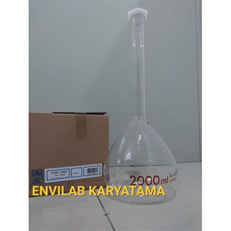 Jual IWAKI Volumetric Flask PP 2000 ML Labu Ukur Tutup Plastik 2 Liter