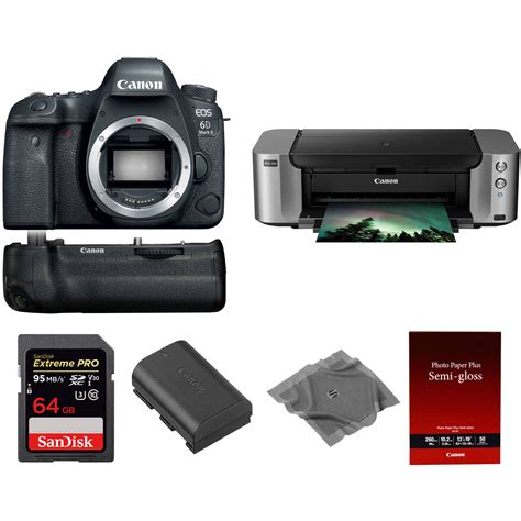 Canon EOS 6D Mark II DSLR Camera with PIXMA PRO-100 Printer Kit