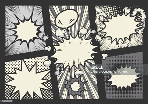 레트로 팝 아트 만화책 잡지 연설 거품 풍선 상자 메시지 슈퍼 히어로 판매 배너 빈 연설 거품 세트 벡터 일러스트 하프 톤 책 디자인 3차원 형태에 대한 스톡 벡터 아트 및