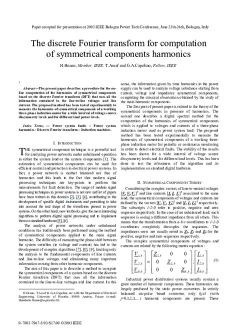 Pdf The Discrete Fourier Transform For Computation Of Symmetrical