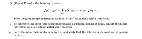 Solved 9 10 Pts Consider The Following Equation Y T Chegg