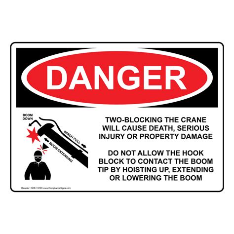 Osha Sign Danger Two Blocking The Crane Will Cause Death Sign