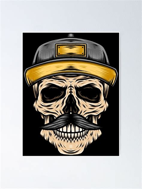 Old Skull Gangsta Illustration Poster For Sale By Wodexz Redbubble