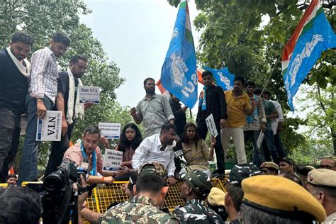 Nsui Protests Outside Shastri Bhawan Demands Re Conduct Of Neet The
