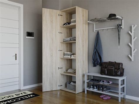 ᐉ Шафа з полицями Ts 013 ДСП 600х520х2190 мм Дуб сонома • Краща ціна в Києві Україні • Купити в