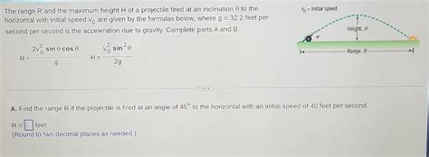 Solved The Range R And The Maximum Height H Of A Projectile Chegg