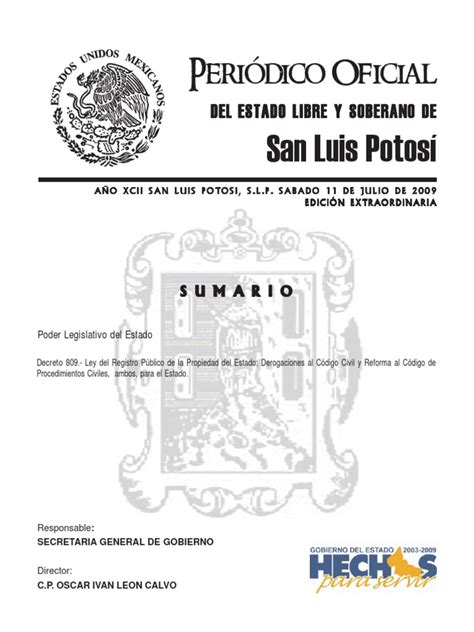 Decreto 809 Ley Reg Pub Prop Derog Al Cod Civ Y Ref Al De Proc Civ 11 Jul 09 Pdf Estado Decreto 809 Ley Reg Pub Prop Derog Al Cod Civ Y Ref Al De Proc Civ 11 Jul 09 Pdf Estado
