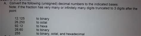 solved a convert the following unsigned decimal numbers