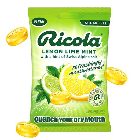 Ricola Sugar Free Lemon Lime Mint Mouthwatering Drops To Quench Dry