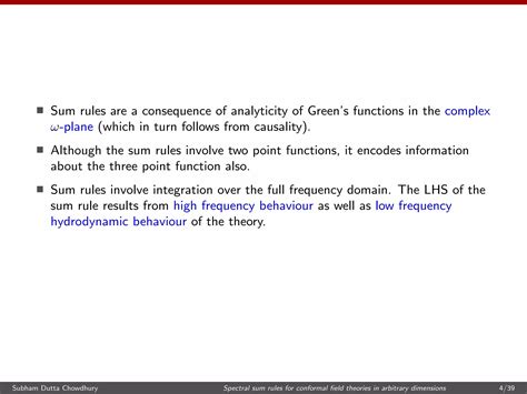 Spectral Sum Rules For Conformal Field Theories Ppt