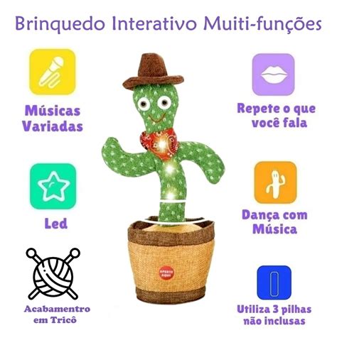 Cacto Dançarino Que Repete As Falas Luz Do Tiktok Parcelamento sem juros