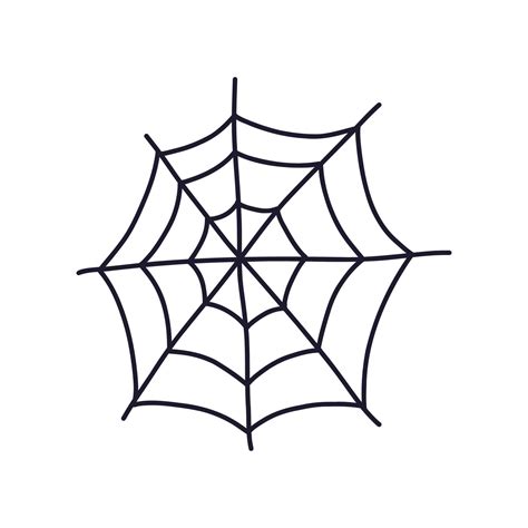 Spider Web Hand Drawn Cartoon Flat Vector Illustration Isolated On
