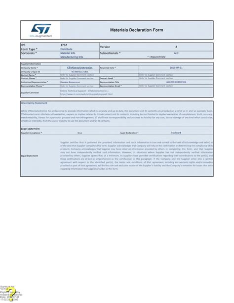 Pdf Materials Declaration Form Stmicroelectronicsmaterial