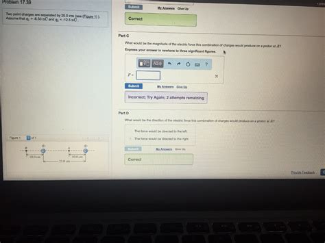 solved problem 17 39 two point charges are separated by 25 0