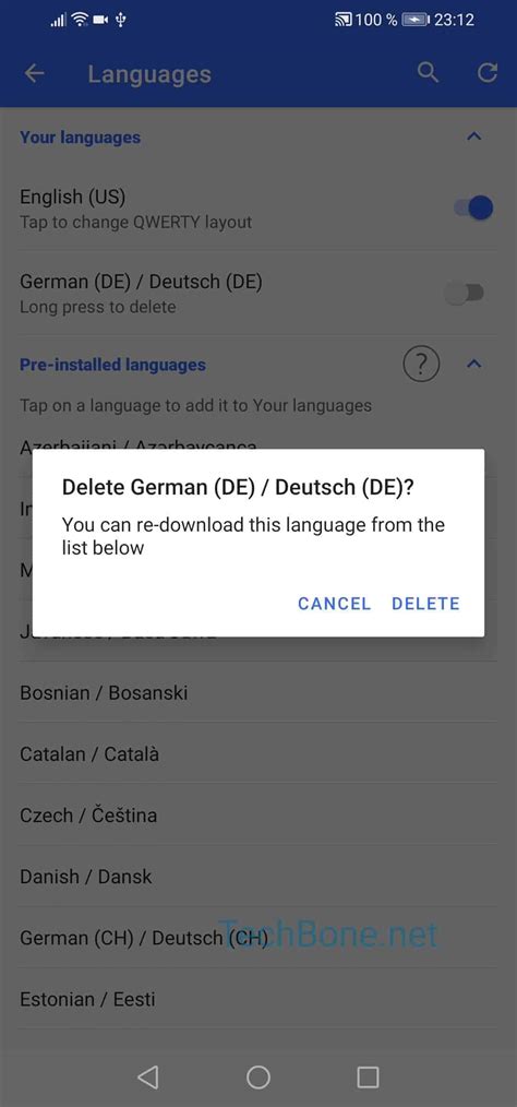 Delete A Keyboard Language Huawei Manual TechBone