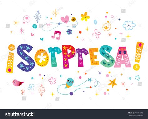 Sorpresa Means Surprise Spanish Vector De Stock Libre De Regalías