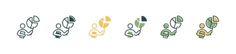 People Presentation Data Analysis Pie Chart Icon Vector Business