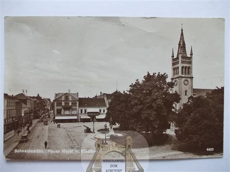 Piła Schneidemuhl Nowy Rynek w sepii 1930 Aukcja internetowa