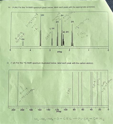 Solved B 4 Pts For The H Nmr Spectrum Given Below Label
