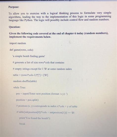 Solved Purpose To Allow You To Exercise With A Logical Chegg Com