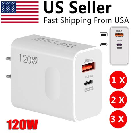 1 2 3 X USB C Wall Charger 2 Ports PD TYPE C QC 5 0 Fast Charger Power Adapter EBay